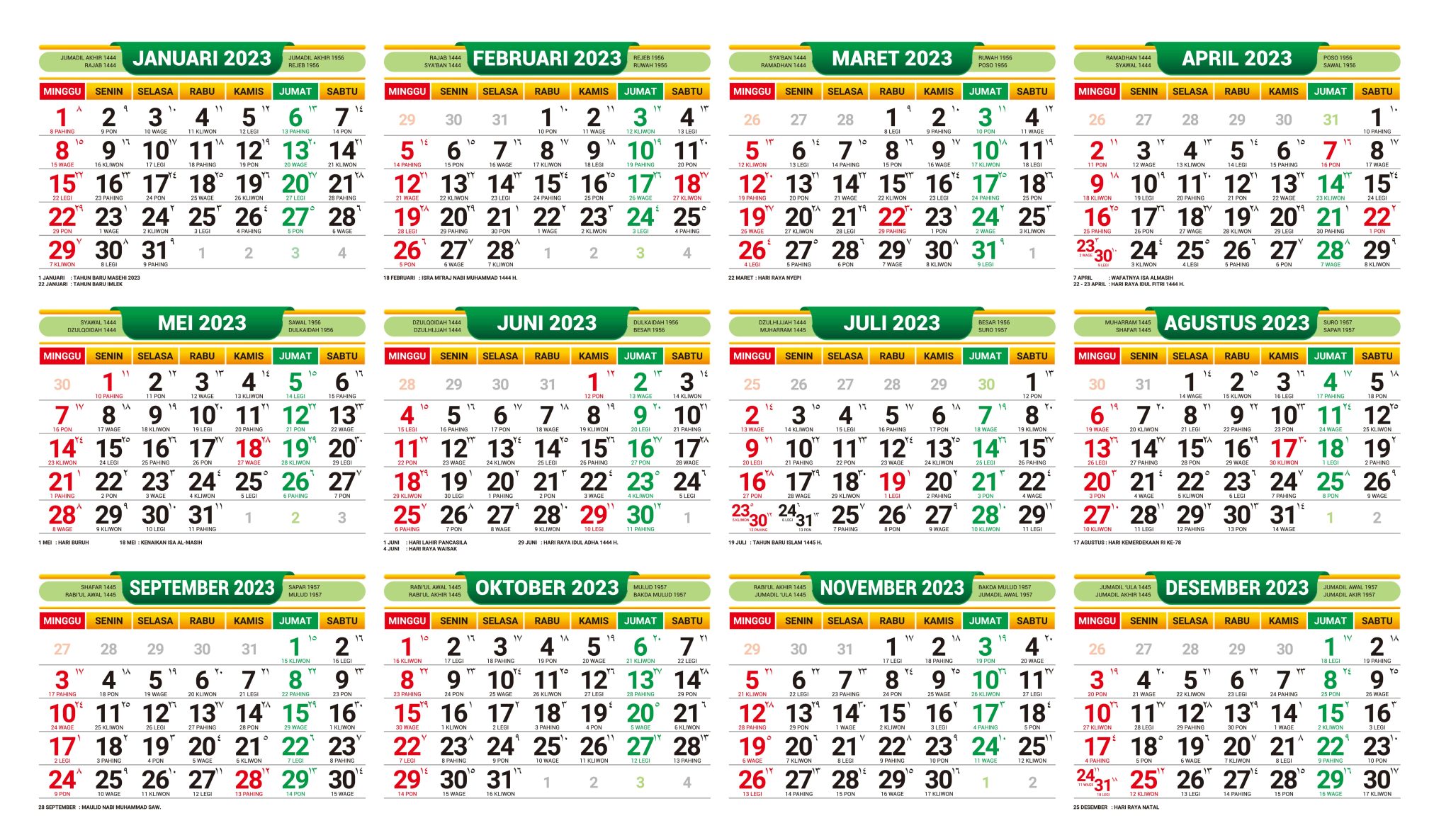 Kalender 2023 Lengkap Tanggal Merah - Caracek